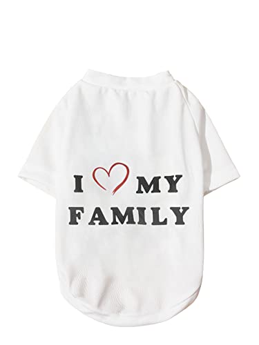 QWINEE Dog Tee Shirt Slogan Graphic Dog T Shirt Soft Stretchy Puppy Shirts Cat Clothes for Small Medium Large Dog Kitten White XS