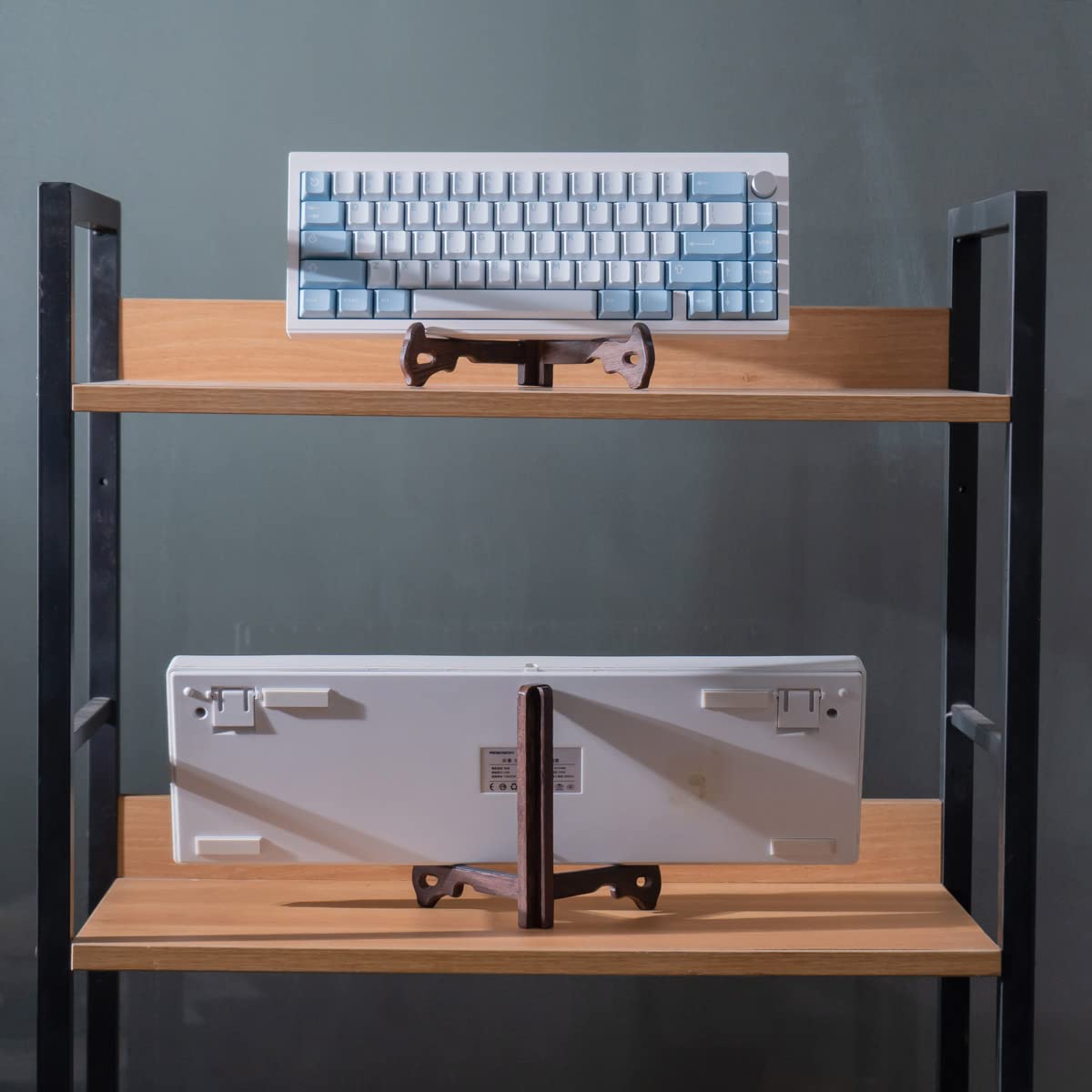 Hunfuthr Wooden Keyboard Stands Mechanical Gaming Display Holder Assembleable Portable Keyboard Storage Stand for Keyboards Tablet Textbooks(1pcs)