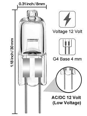 eastoyo G4 Halogen Light Bulbs, 12V 20W Dimmable, G4 Pin Base Light JC Type, 2800K Warm White for Cooker Lighting, Signal Lights, Track Lighting, 12 Pack