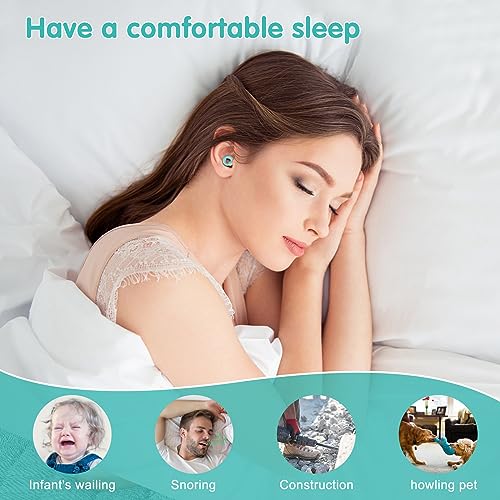 Ear Plugs for Noise Cancelling, Soft Reusable Hearing Protection in Flexible Silicone for Sleep, Noise Sensitivity & Flights - 6 Ear Tips in S/M/L, 33dB Noise Reduction, Blue