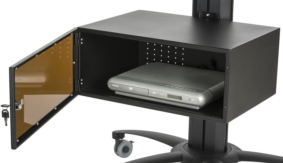 Displays2go LPGP36WBC Rolling TV Stand with Locking Cabinet, Holds 30-84 Inch HDTV Flat Screen