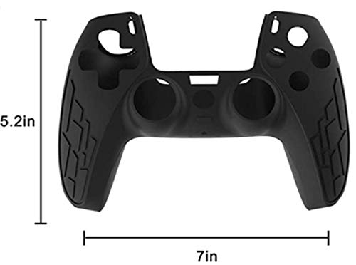 Ealona PS5 Controller Skin - Thickening Silicon Rubber Grip Cover Soft Anti-Slip Protective Case for Playstation 5 Controller - Controller Skin x 2 + Thumb Grips Caps x8 (Black,Red)