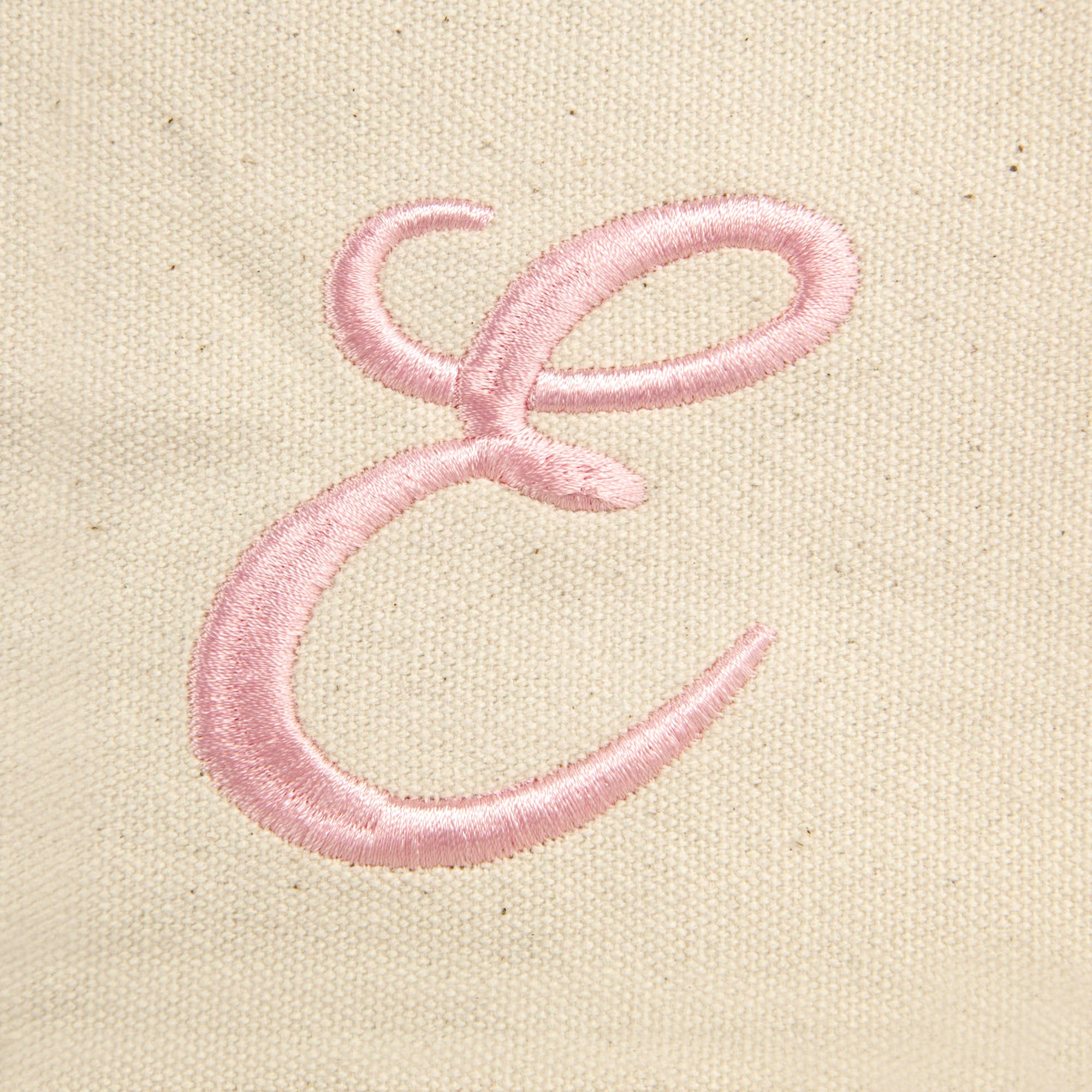 DALIX Women's Cotton Canvas Tote Bag Large Shoulder Bags Pink Monogram E