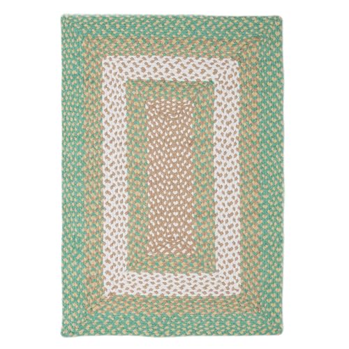 Super Area Rugs 2X3ft Farmhouse Braided Rug - Natural Cotton Braided Rug for Bathroom, Kitchen, Doorway - Primitive Country Braided Rug - Green/Cream/Ivory