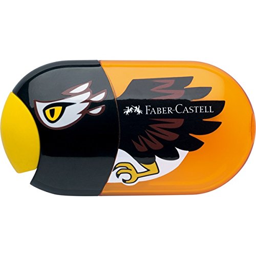 Faber-Castell Pencil Sharpener Kids 2 Hole (Standard & Jumbo) with Eraser & Container - 3 Colorful Fun Design