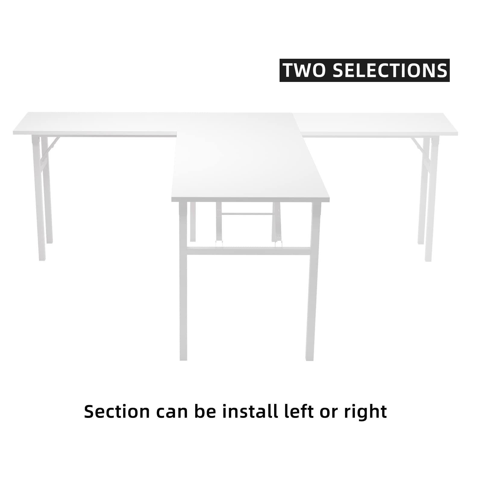 DlandHome Reversible L-Shaped Desk Large Corner Desk Folding Table Computer Desk Home Office Table Computer Workstation, Teak DND-ND11-TB