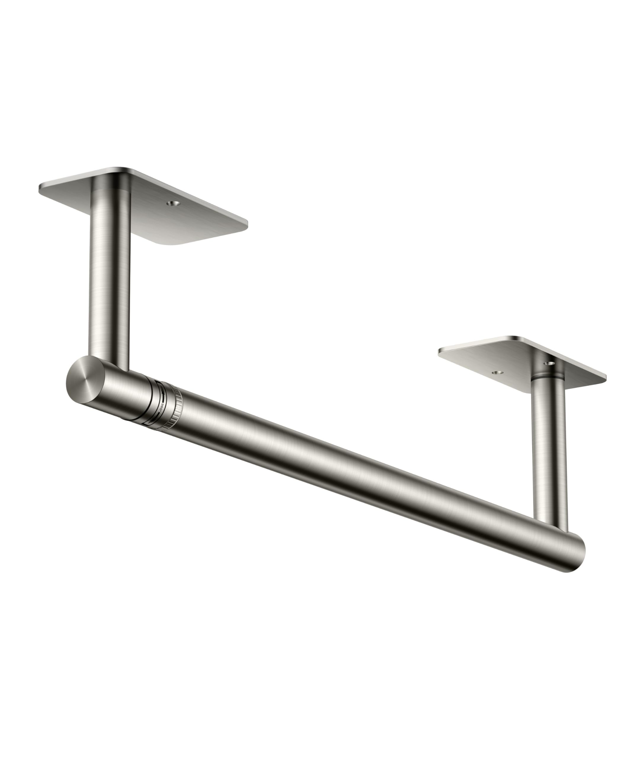 FORIOUS Under Cabinet Paper Towel Holder for Kitchen Bar Sink, Brushed Nickel Paper Towel Holder Under The Cabinet, Self Adhesive Paper Towel Holder Stainless Steel, Wall Mount Paper Towel Roll Holder