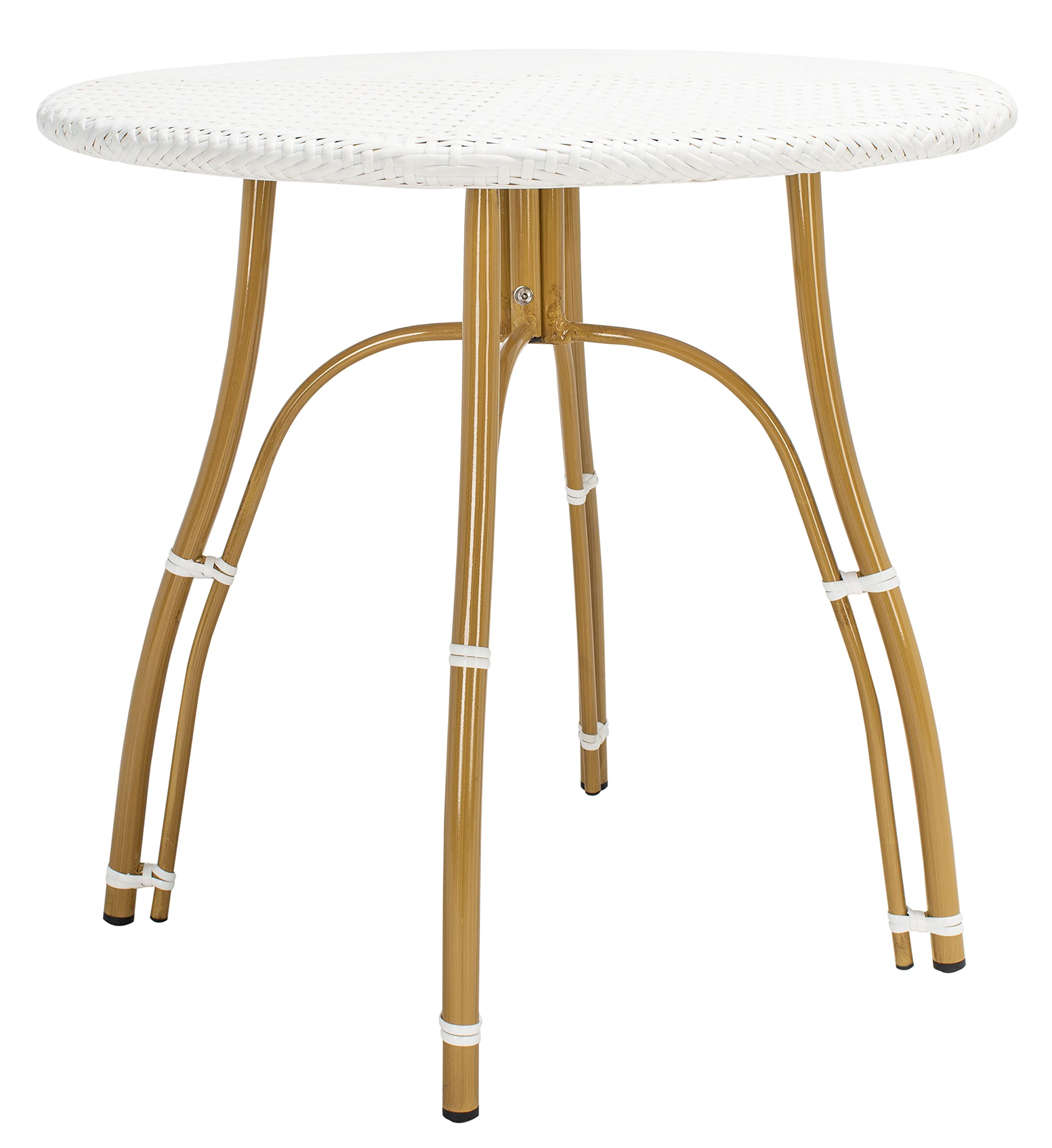 SAFAVIEH PAT4011C Outdoor Kylie White Rattan Bistro Table