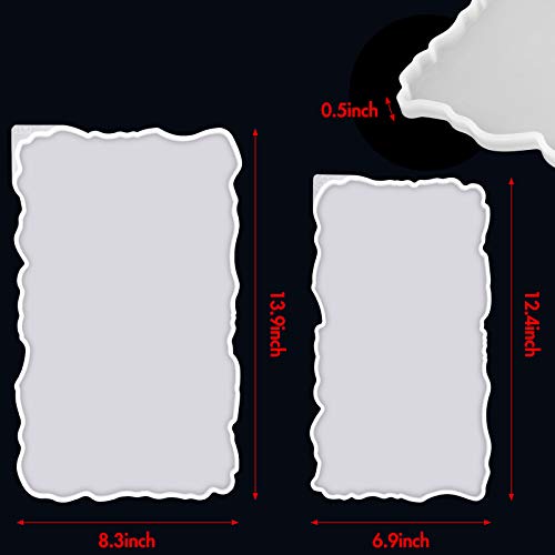 Rainmae Silicone Resin Tray Molds, Premium Geode Agate Platter Molds with 2pcs Geode Agate Tray Molds(8.3x13.9in & 6.9x12.4in), Epoxy Resin Casting Molds for Making Faux Agate Tray, Serving Board
