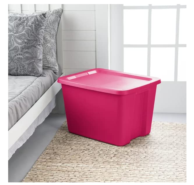 FORKIS 18 Gallon Tote Box Plastic, Plastic Storage Bin Tote Organizing Container With Durable Lid, Stackable and Nestable Snap Lid Plastic Storage Bin,Set of 8 (Fuchsia Burst)