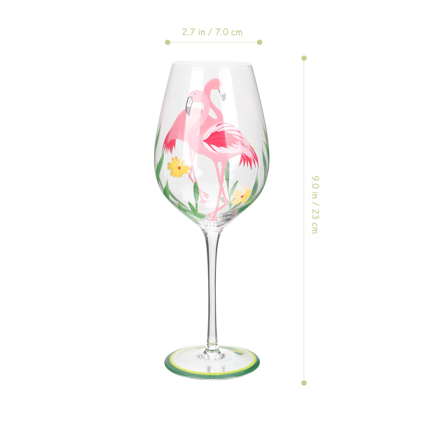 Flamingo Painted Wine Glasses Hand- Painted Wine Cup Glass Drinking Cup Juice Goblets Beverage Milk Shake Glasses Cup Birthday Gift for Friends Sangria Glasses