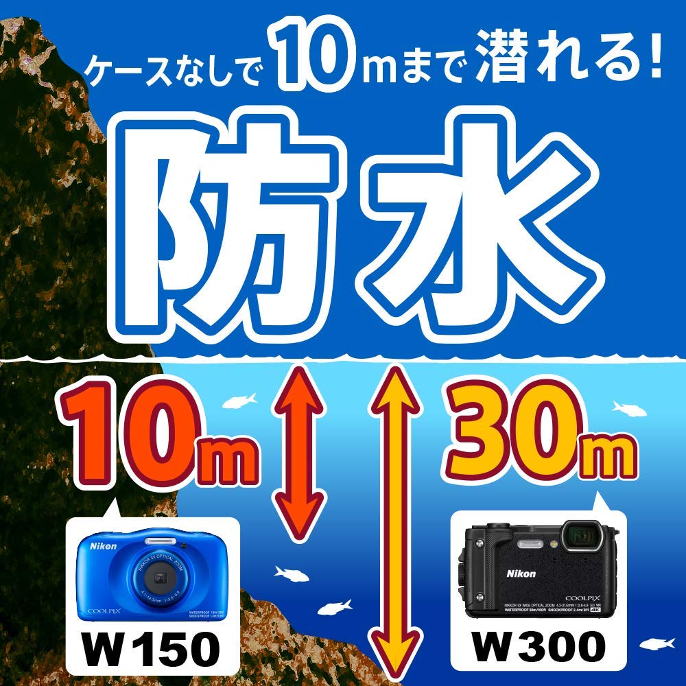 Nikon Digital Camera COOLPIX W150 Waterproof W150RS Resort (International Model), Blue (Renewed)