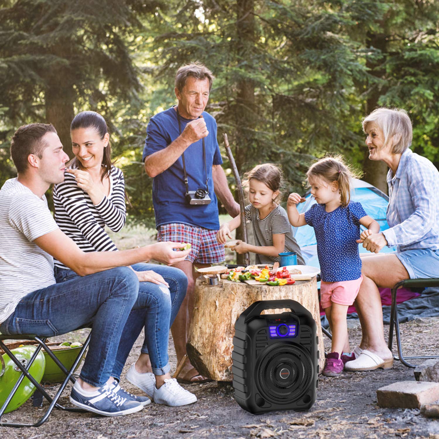 EARISE T26 PRO Karaoke Machine for Adults, Bluetooth PA Speaker System with 2 Wireless Microphones with LED Lights, FM Radio, Audio Recording, Remote Control, Supports TF Card/USB/AUX