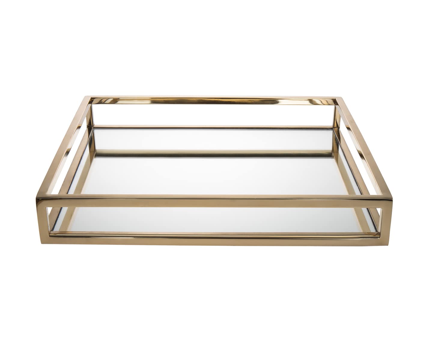 Godinger Decorative Tray, Perfume Tray, Vanity Tray, Square Home Decor Tray - Aspen Collection, Gold, 10"x10"
