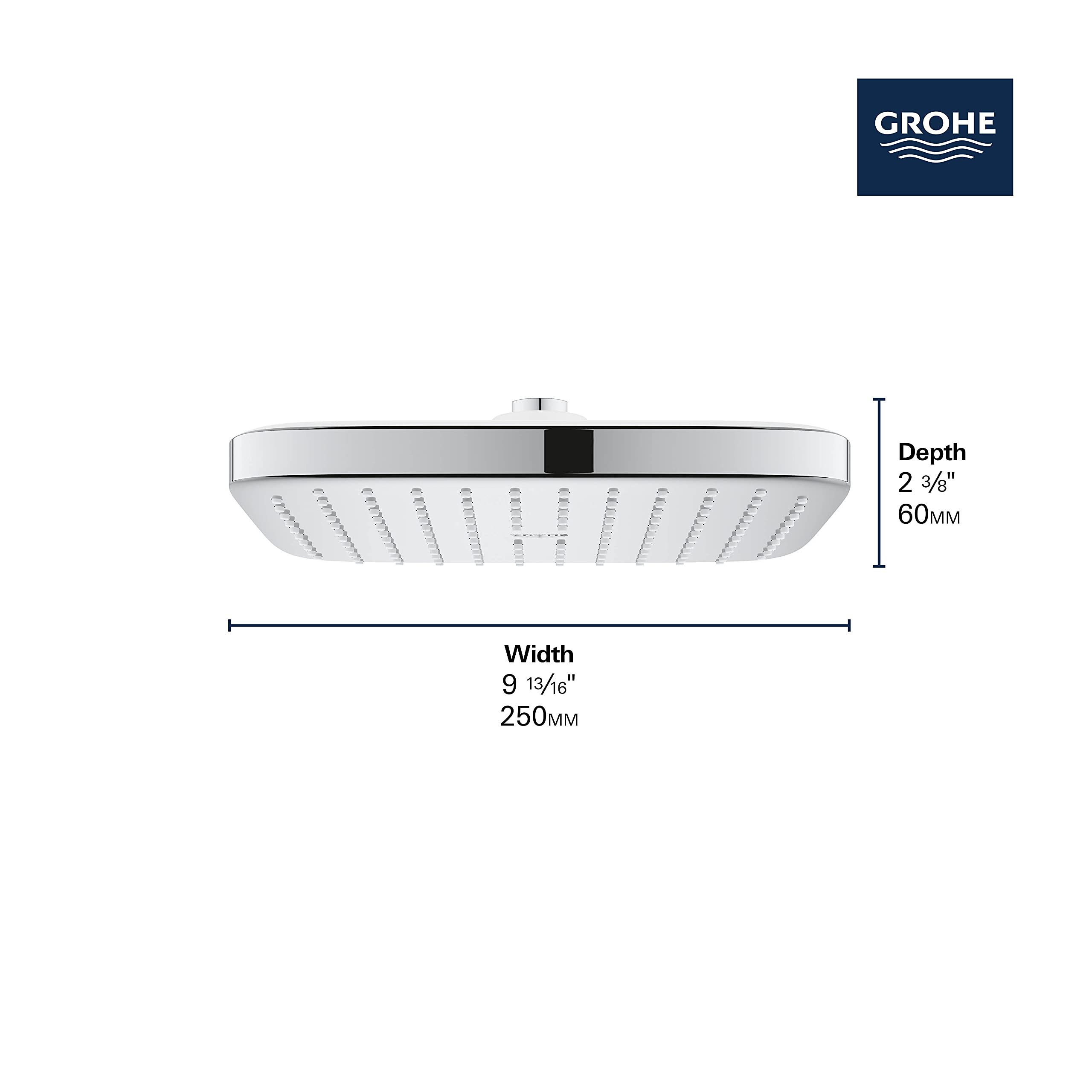 GROHE Tempesta 250 Rain Shower head in Starlight Chrome - Square