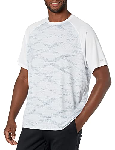 GRAND SLAM Men's Short Sleeve Watercolor Retro Geometric Print Shirt, Bright White, Large
