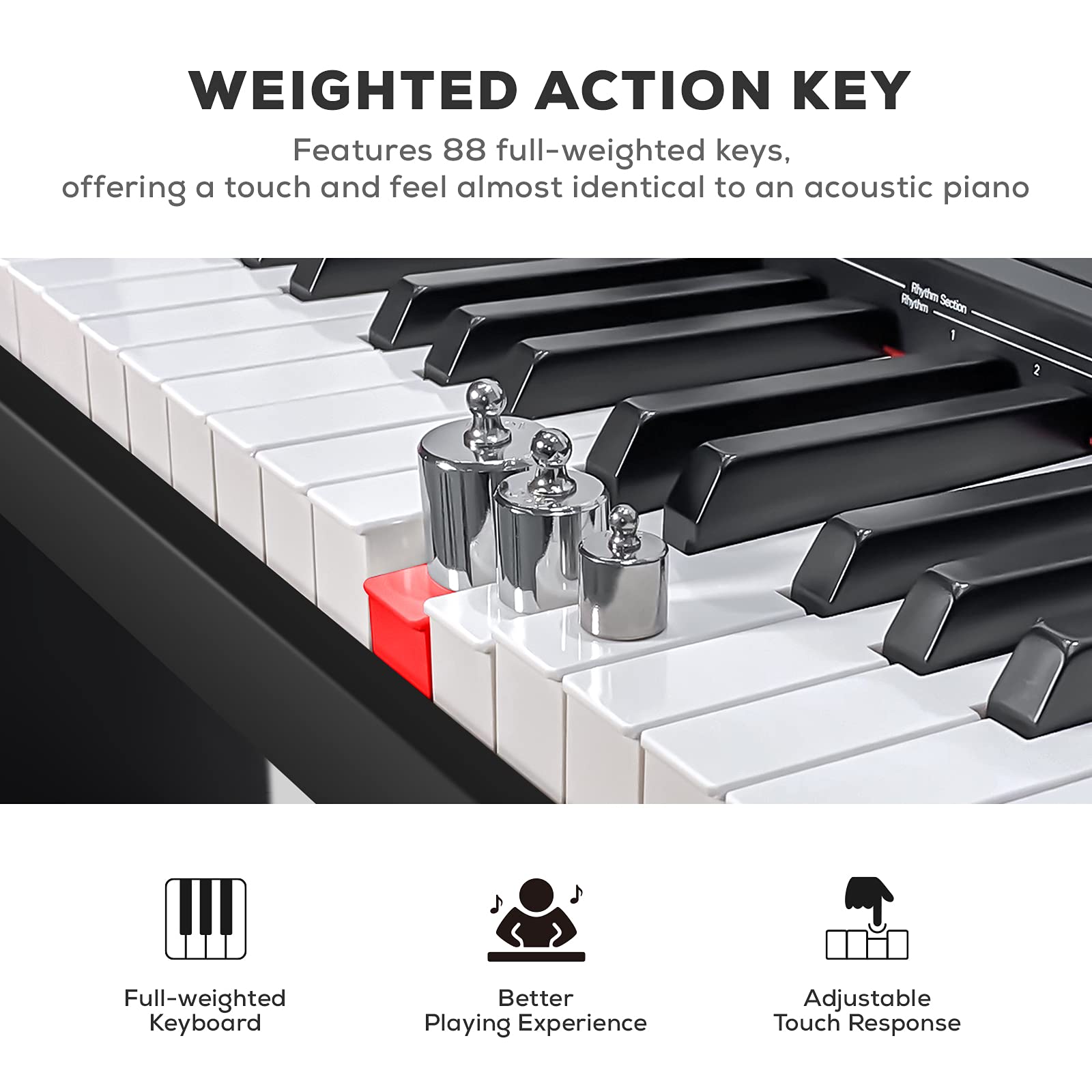 Duoliemi 88 Key Digital Piano for Beginner, 88 Key heavy hammer action Digital Piano, Full-Size Electric Piano Weighted Keyboard, Three pedals, Dual Headphone Jack, Power Adapter
