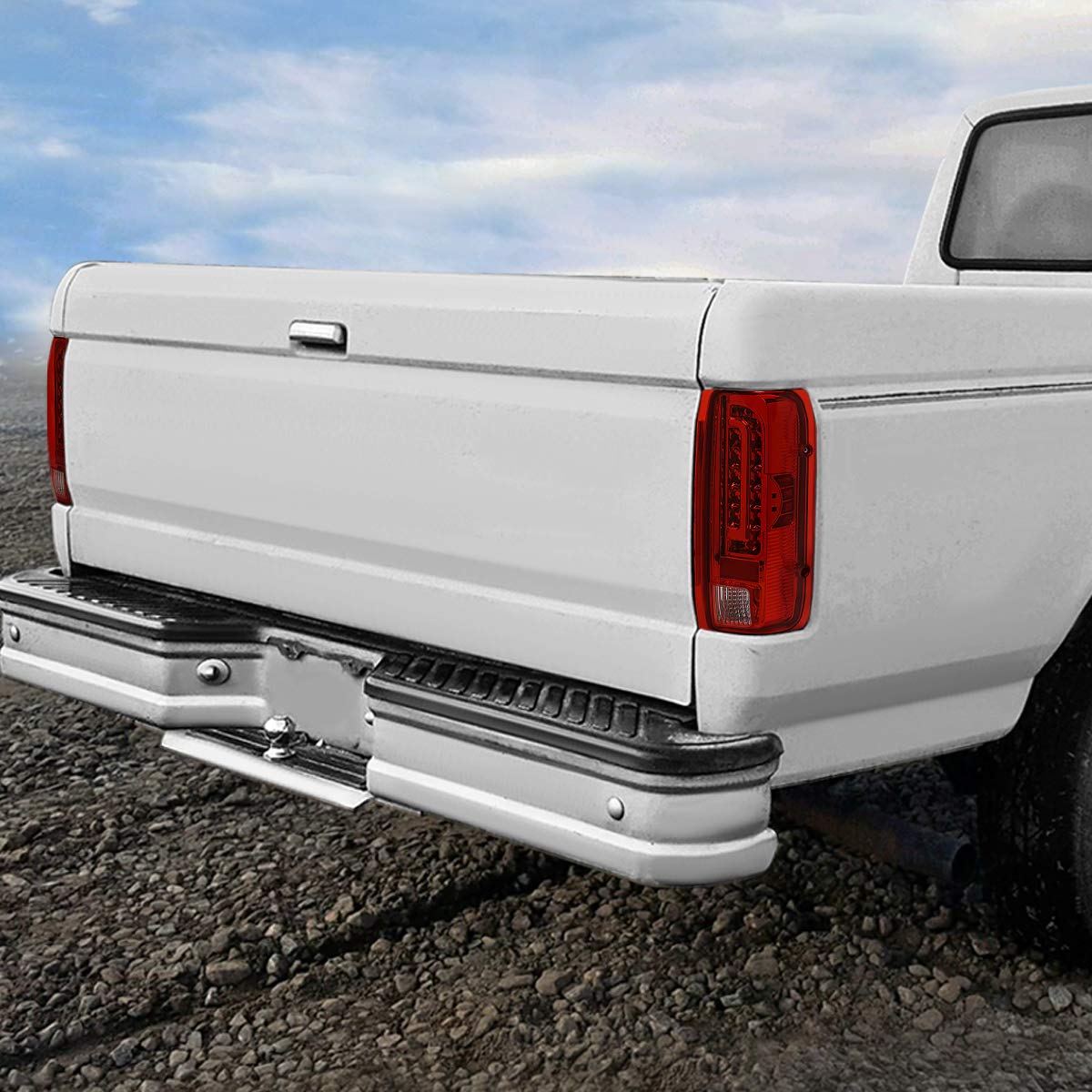 DNA MOTORING TL-F15094-LED-CH-RD LED Tail Light Assembly Driver & Passenger Side [Compatible with 90-96 Ford F150 / 90-97 F250 / 90-97 F350 / 90-96 Bronco]