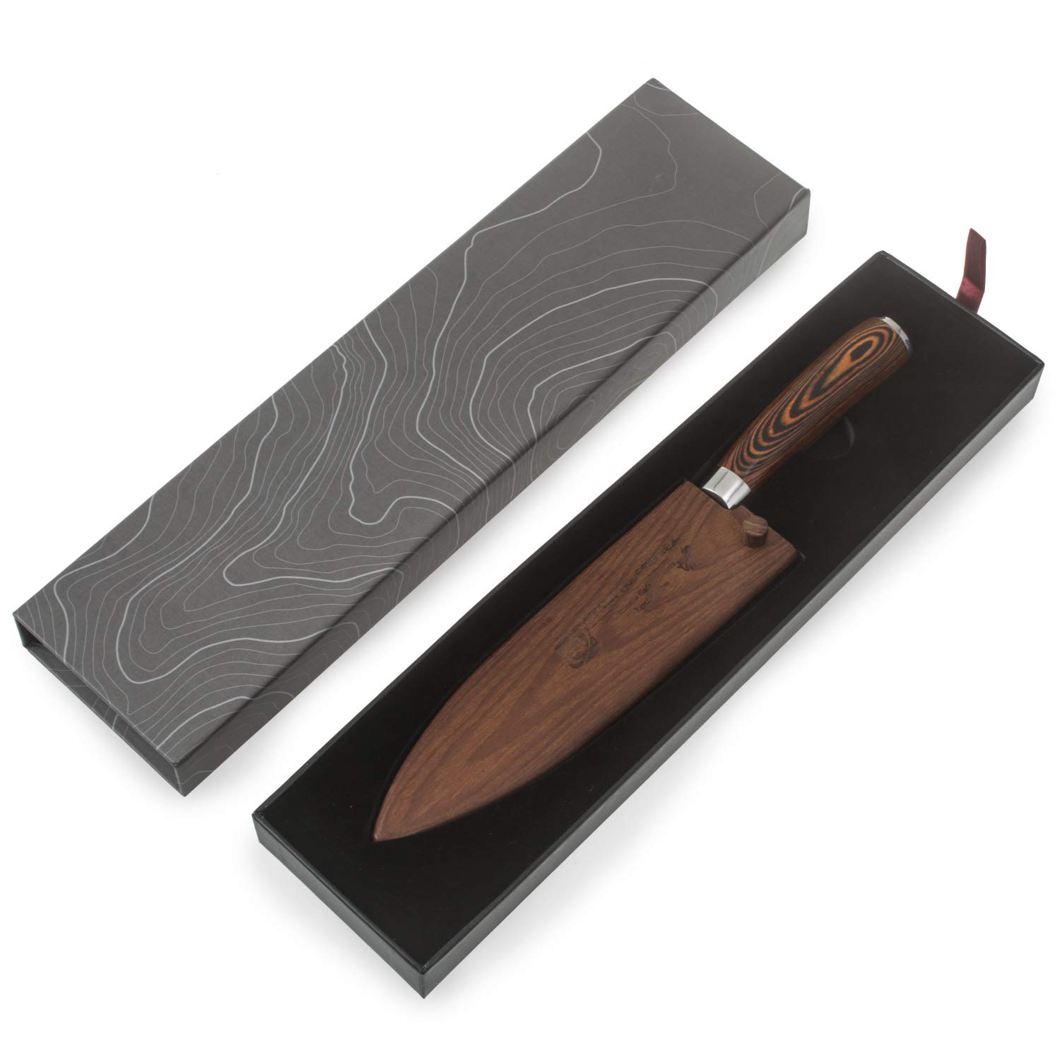 Damascus Chef Knife with VG10 Super Steel Core, Professional 67-layer Handmade 8" PAKKA Wood Handle Damascus Chefs Knife