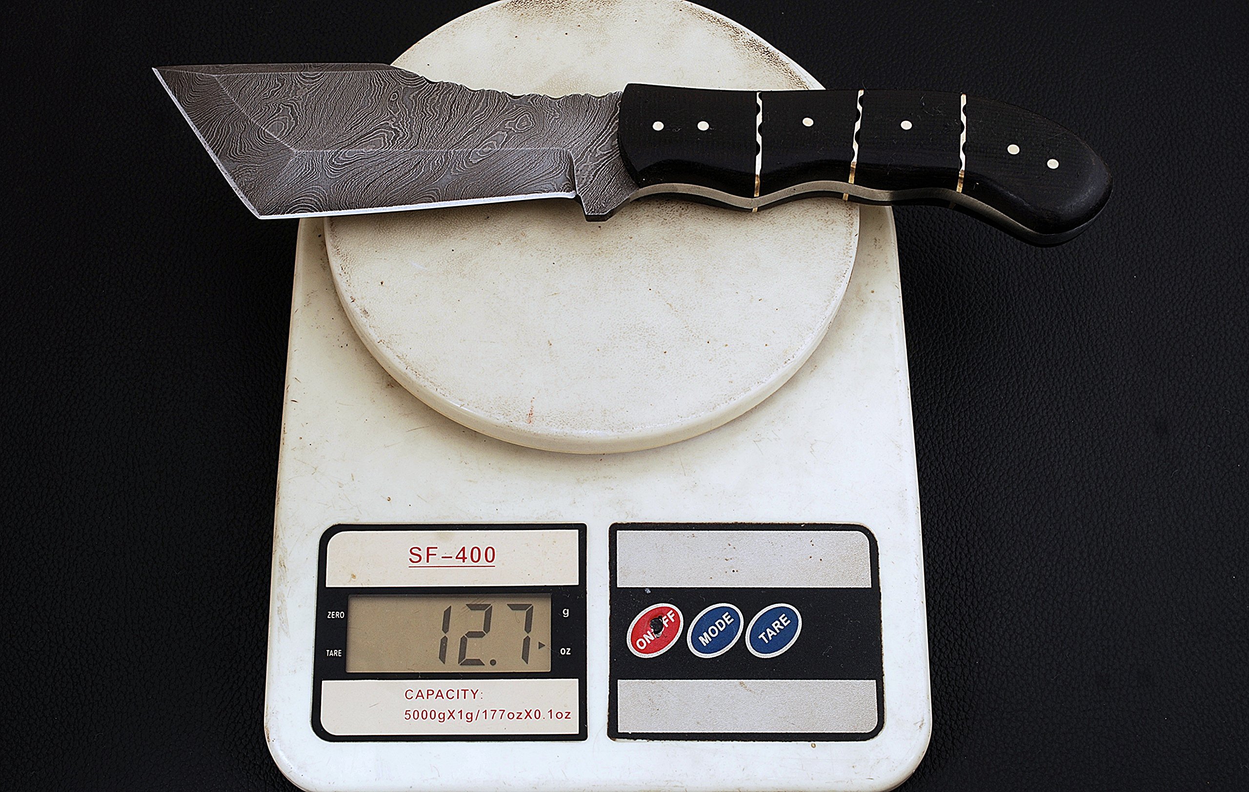 Damascus Hunting Fixed Blade Tracker Knife – 10.5” EDC Custom Handmade Knives, Bushcraft Outdoor Camping Survival Chef Knife, Bowie Knife, Micarta Handle with Leather Sheath