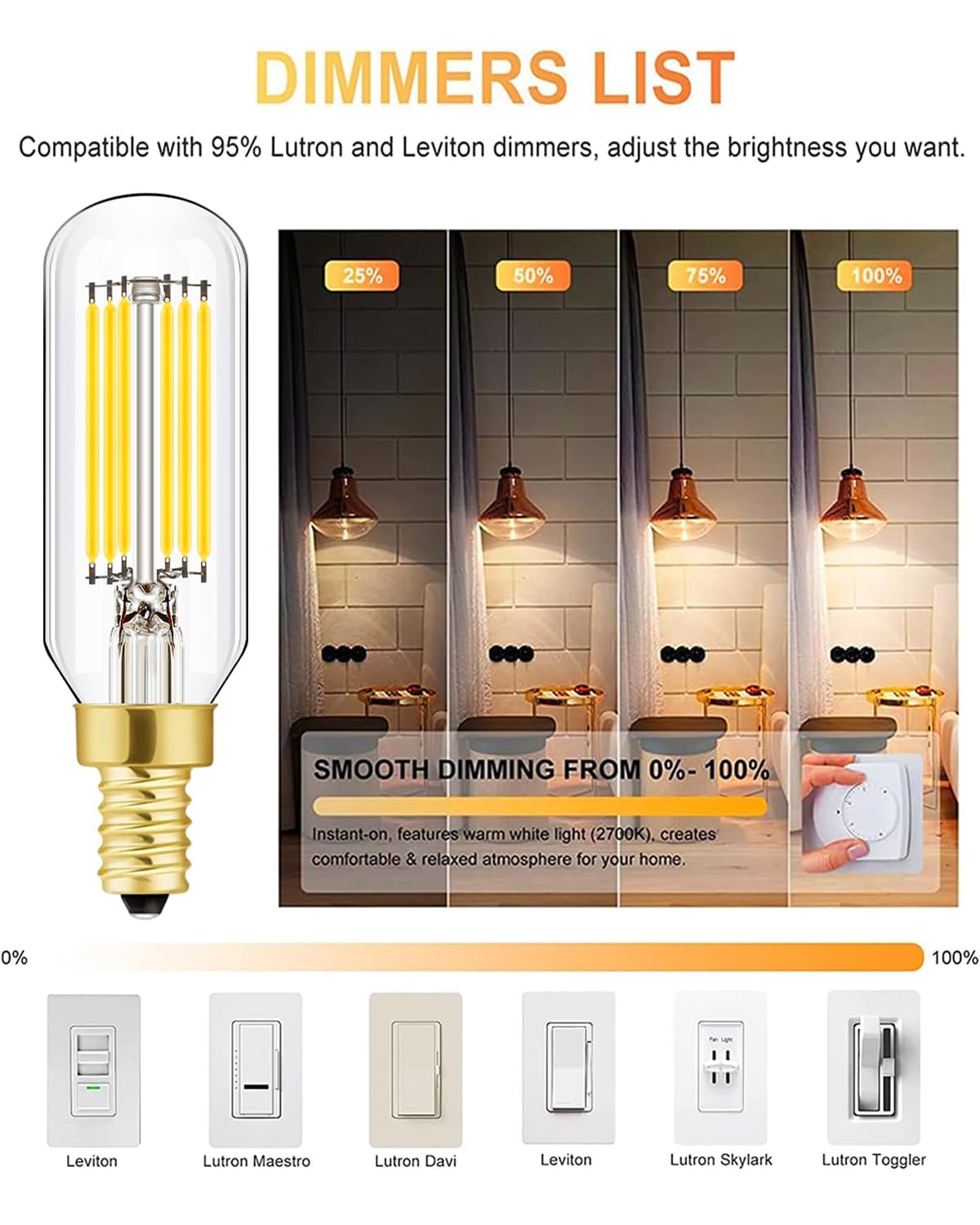 LVYE Dimmable E12 LED Bulb 6W Equal 60 watt led Light Bulb 3000k Soft White T6 T25 b11 Candelabra Bulb 60 watt for Chandeliers,Ceiling Fan,Pendant,Wall sconces AC120V, 6Pack