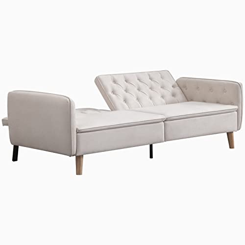 Mjkone Convertible Sofa Bed, Modern Velvet Loveseat Couch, Folding Upholstered Sleeper Sofa with Adjustable Backrest & Armrest, Couches for Living Room Apartment Office Small Space