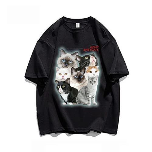 MEOKIM Women's Harajuku Fashion Couple Loose Street Style y2k T-Shirt Cartoon Print Short Sleeve T-Shirt Women's T-Shirt (Black,3XL,3X-Large,Regular,Regular)