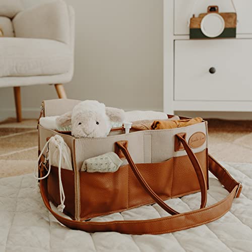 Frankie Lane baby diaper caddy organizer - Car diaper caddy, portable tote nappy bag storage for your nursery, changing table. Essential for newborns Registry must haves shower basket