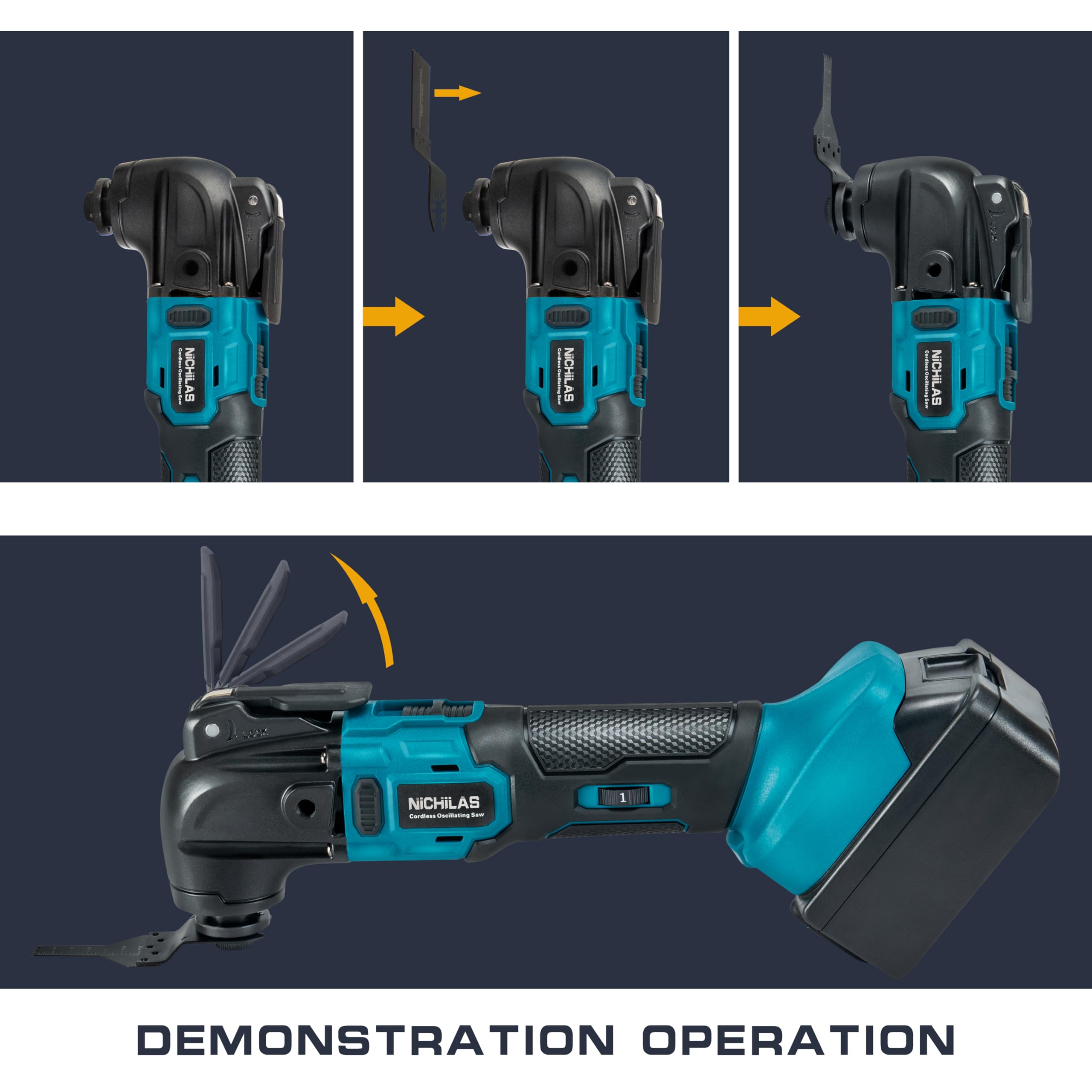 NICHILAS Oscillating Multi Tool for Makita 18V Battery, Brushless Motor 6 Speed Swinging Shovel, Sander (NO BATTERY)
