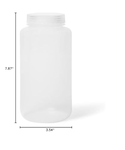 United Scientific® Unistore™ 33310 - Sample Containers with Lids - Laboratory Grade Polypropylene Wide Mouth Reagent Bottle - 32 Oz Bottles (1000ml) Multipurpose Plastic Bottles with Lids, Pack of 6