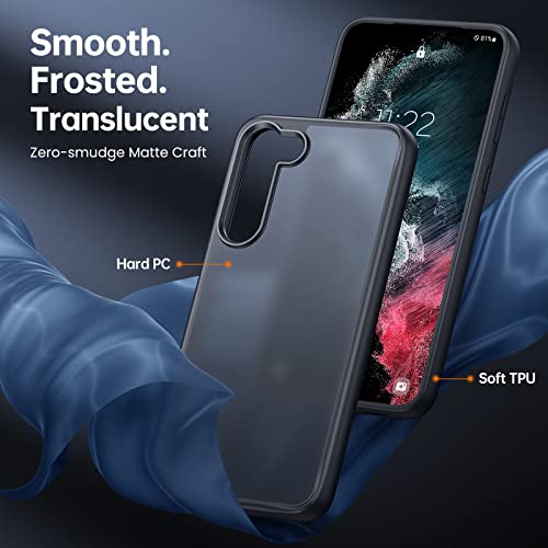 Meifigno Magic Series Samsung Galaxy S23 Plus 6.6" Case - Military Grade Drop Protection, Silky Touch Translucent Matte, Black