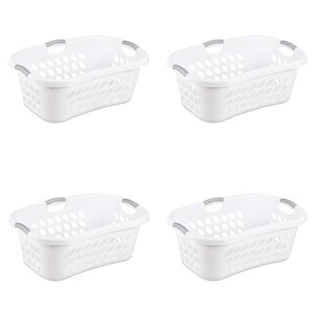STERILITE 1.25 Bushel Hip Laundry Basket, White (Available in Case of 4 or Single Unit)