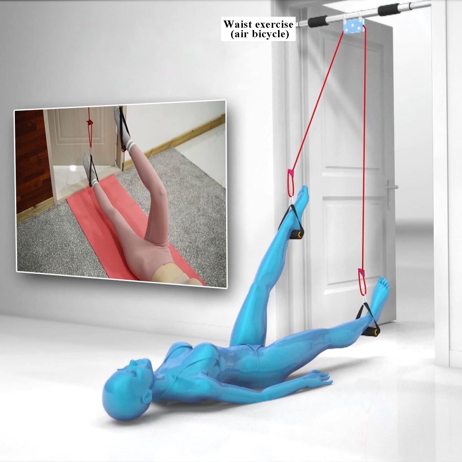 NISDOKR Multi Exercise Doorway Traction Device - Home Rehab Station for Shoulder, Waist, and Neck Recovery - Pull Up Bar, Pulley System, Cervical Hammock for Pain Relief and Flexibility