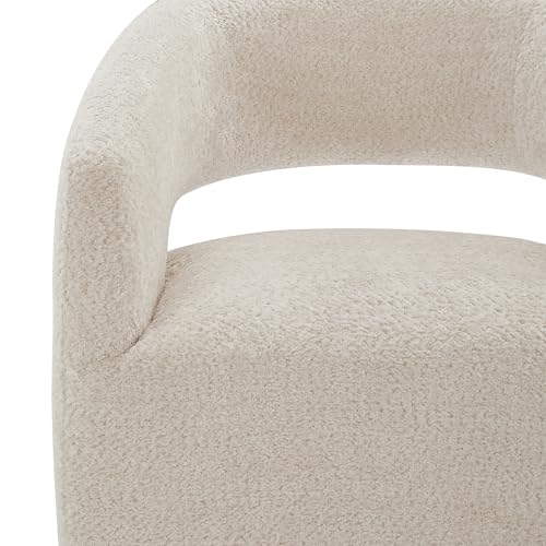 KISLOT Upholstered Dining Chairs with Casters No Assembly Modern Barrel Armchair with Rollers for Diningroom Bedroom Livingroom Reading Room
