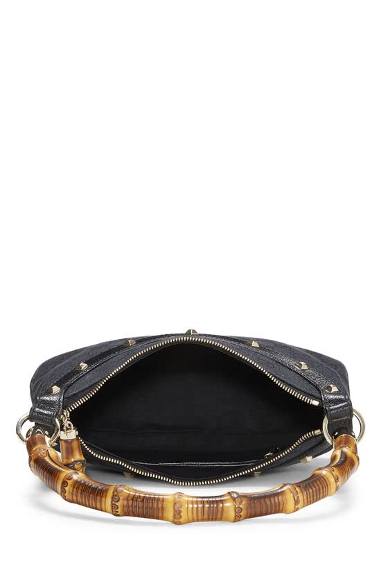 Gucci, Pre-Loved Black Original GG Canvas Bamboo Shoulder Bag, Black