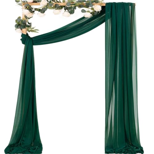 MLMC Wedding Arch Draping Fabric 1 Panel of 20Ft Emerald Green Chiffon Drapes for Ceremony Wedding Ceiling Decorations