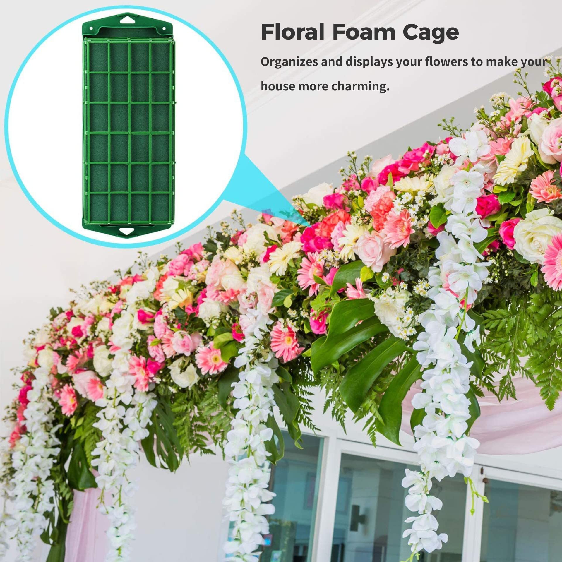 Floral Foam Cage, 4 Pcs Foam Holder for Fresh Flowers Artificial Flowers, Light Floral Foam Holders for Flower Arrangement Party Wedding Dinner Decorations(Retangle)