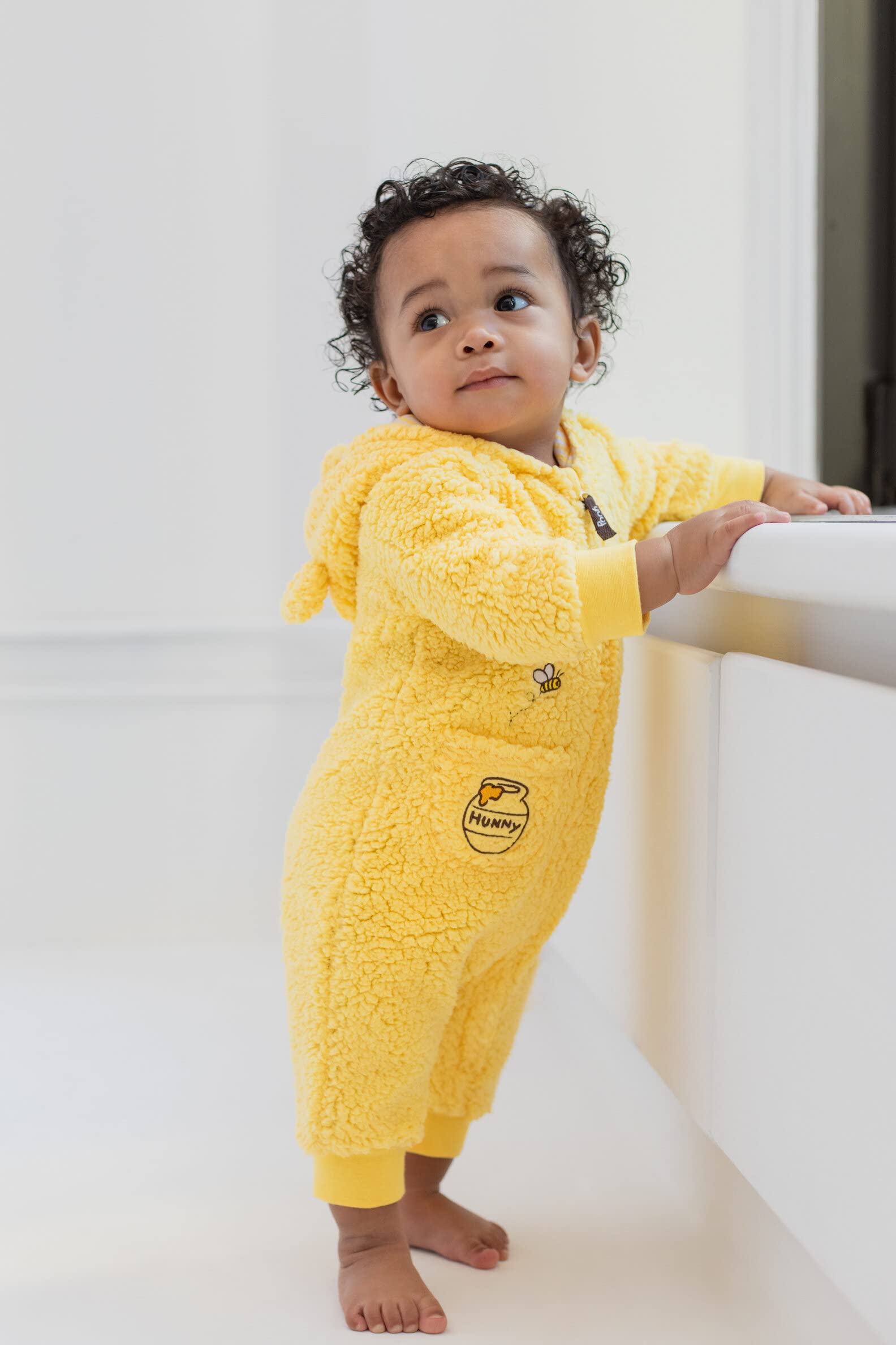 Disney Winnie the Pooh Newborn Baby Boys Zip Up Coverall Yellow Newborn