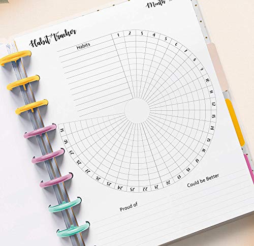 Habit Tracker Inserts for 9-Disc Planners (7 x 9.25 inches), Resolution Tracker, Habit Log, Monthly Habit Planner Refill, 12 Months Supply
