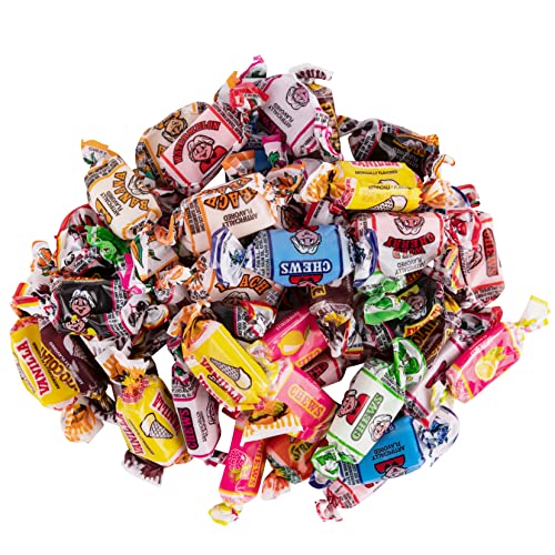 Fruit Chews By Albert's 1 Pound Assortment - All 15 Flavors Including Sours! - Blue Raspberry, Banana, Watermelon, Green Apple, Chocolate, Peach, Vanilla, Grape, Strawberry, Pink Lemonade, Cherry, Black Cherry Packaged By Snackadilly