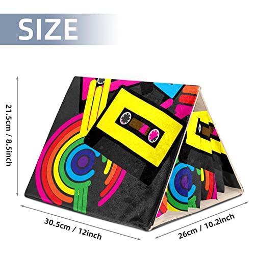 RATGDN Small Pet Hideout Retro Audio Cassette Tapes Rainbow Hamster House Guinea Pig Playhouse for Dwarf Rabbits Hedgehogs Chinchillas