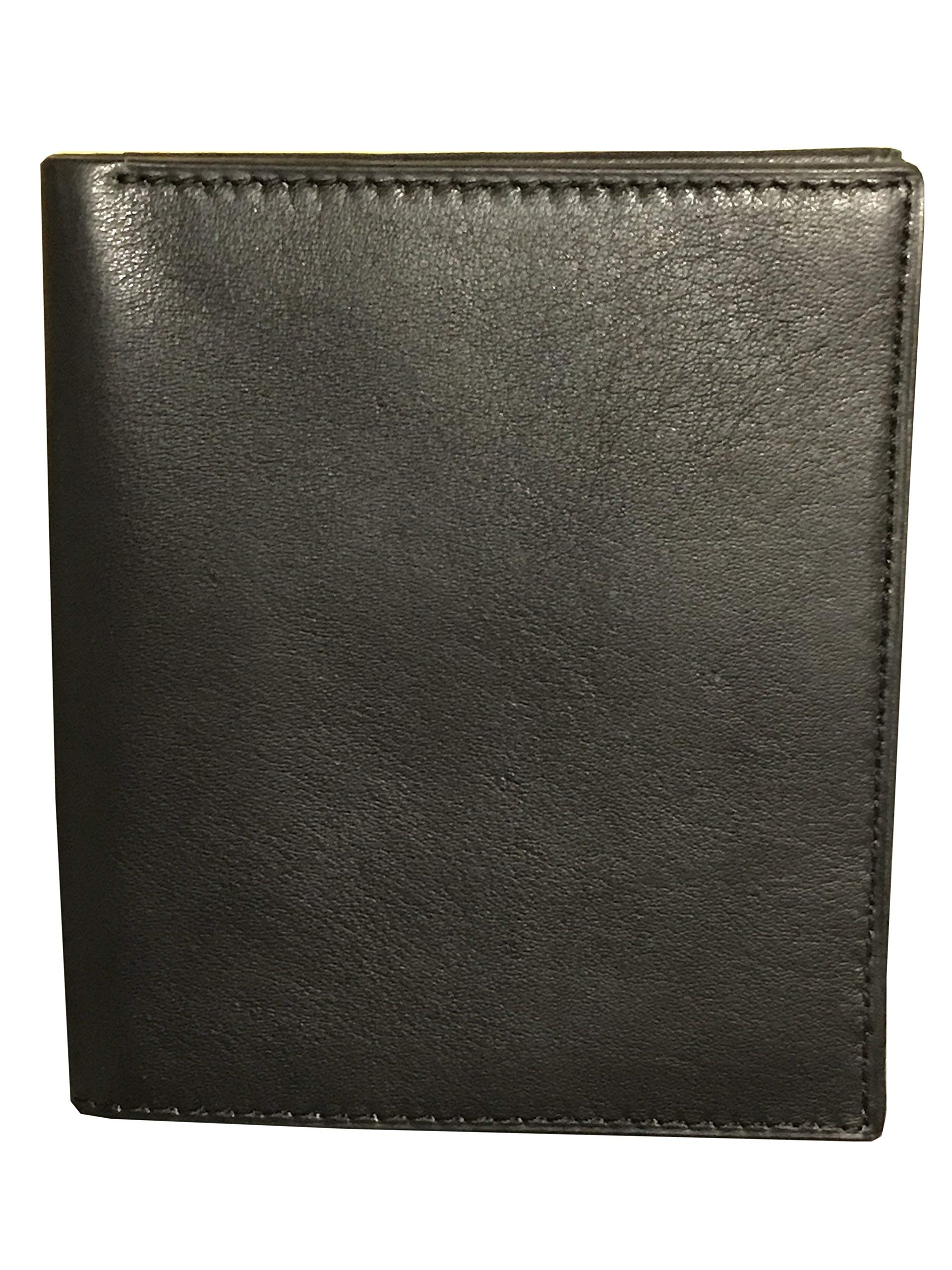E Elton Genuine Lambskin Leather Hipster Bifold Wallets for Men Black Extra Large Bifold Wallet- RFID Protection
