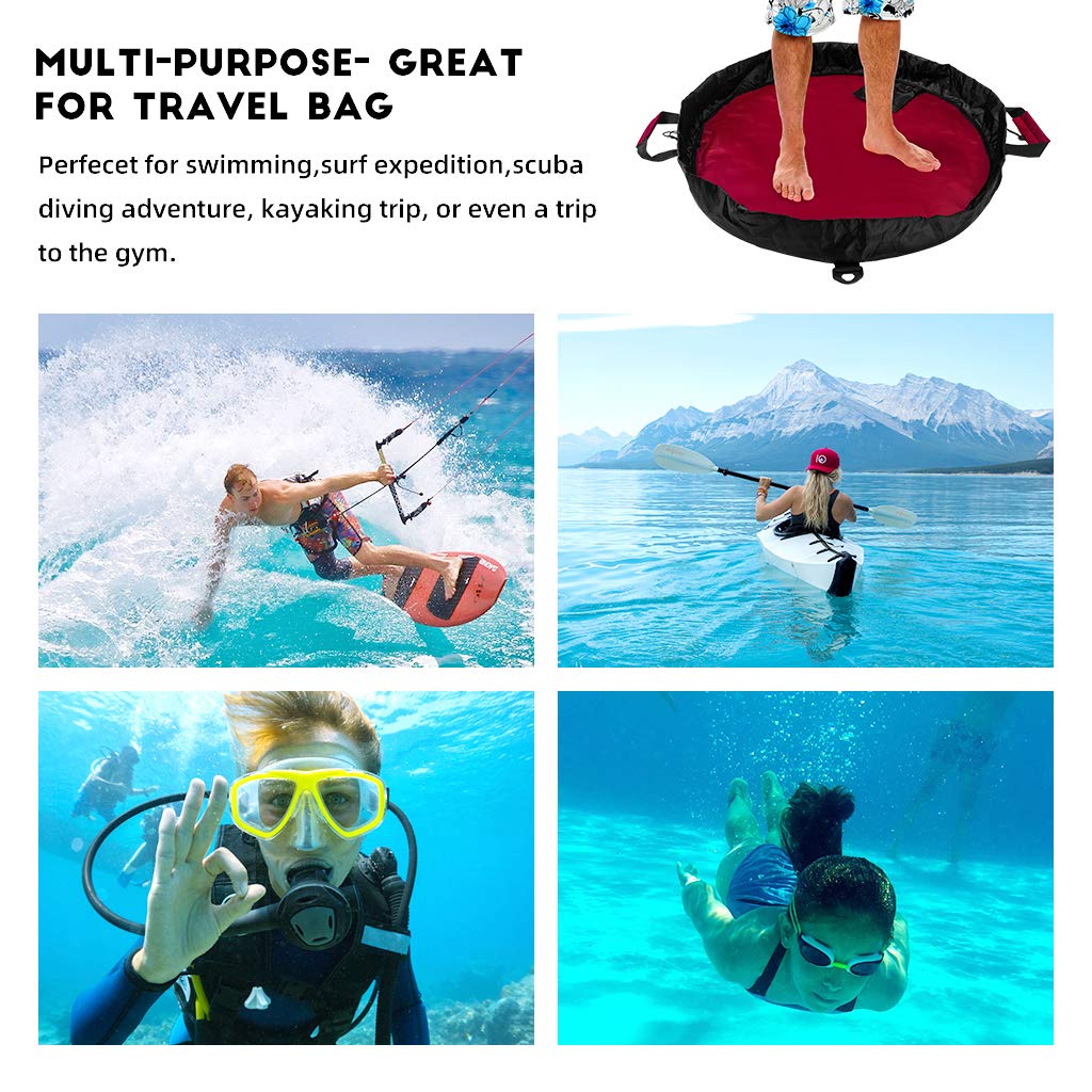 Durable Wetsuit Changing Mat/Waterproof Dry-Bag with Handles Straps - Red, 85cm