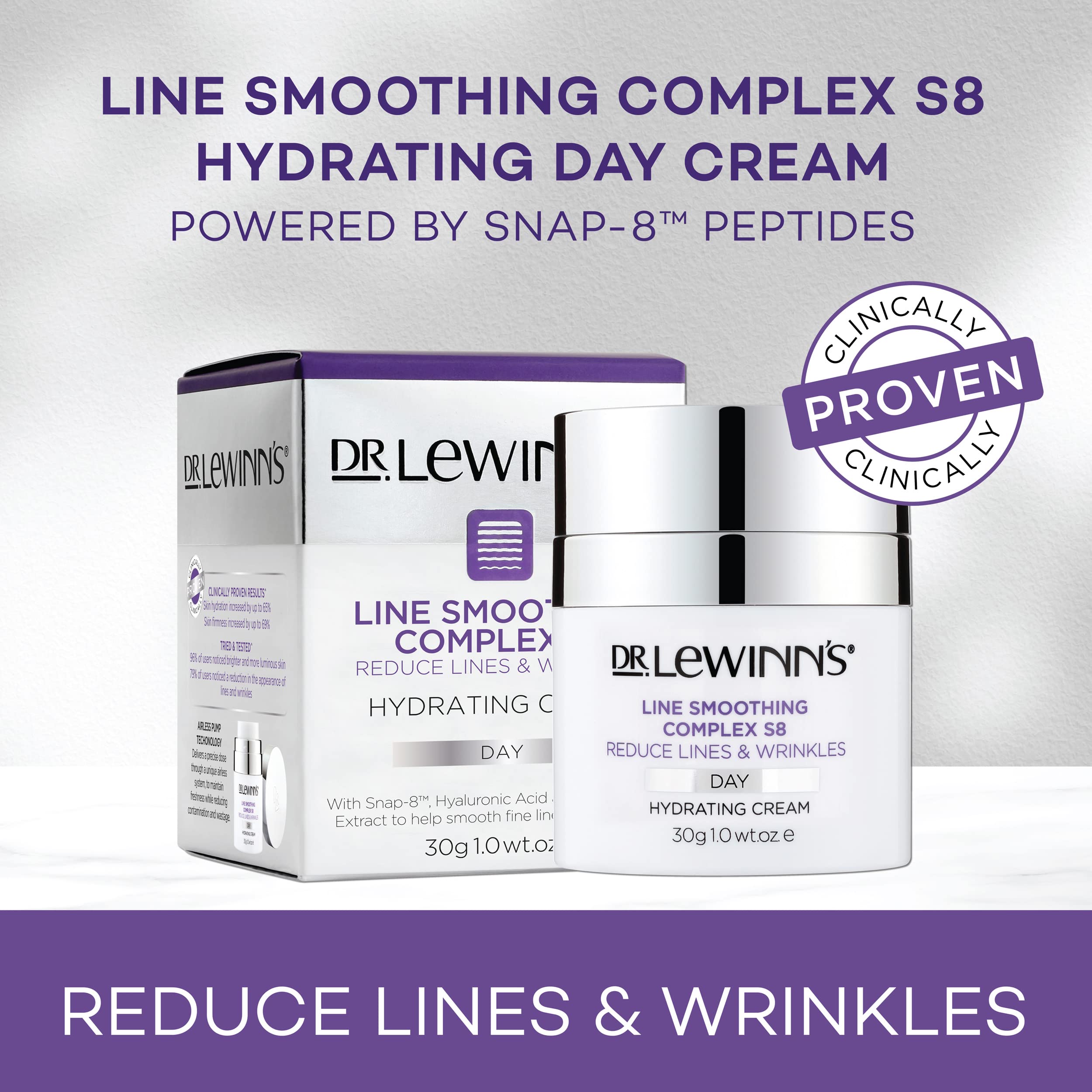 Dr. LeWinn’s | Line Smoothing Complex S8 | Hydrating Day Cream | Reduce Lines & Wrinkles | Moisturizes and Smooths with Hyaluronic Acid Matrix | 30g