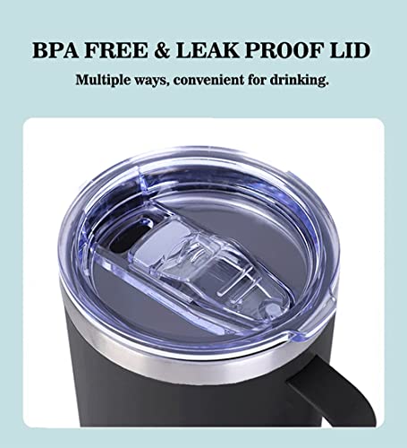 Merfefe 40oz Insulated Coffee Tumbler with Handle.40 oz Tumbler with Handle and Lid and Straw.Keep Drinks Cold Hot.Easy to Hold,Sweat Proof,Leak Proof,Dishwasher Safe.