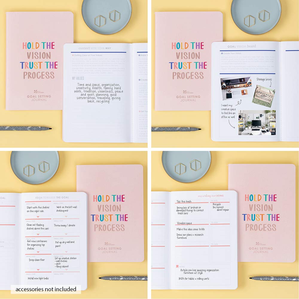 Erin Condren Designer Petite Planner - Goal Setting Journal Edition 2 with Illustrative, Functional, Cute Sticker Pack That Includes Inspirational Quotes for Customization