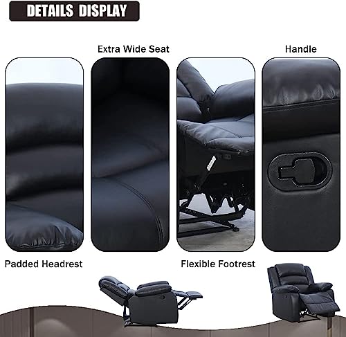Phoenix Home PU Leather Manual Chair Recliner, Black
