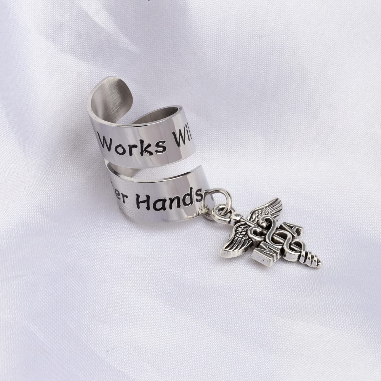 HOLLP Medical Assistant Gift Therapy Jewelry She Works Willingly Stethoscope ID for Healthcare Worker (MA)