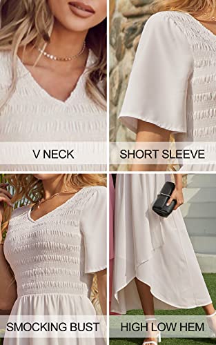Zattcas Maxi Dresses for Women Summer Short Sleeve Long Bridesmaid Dresses Cream Medium