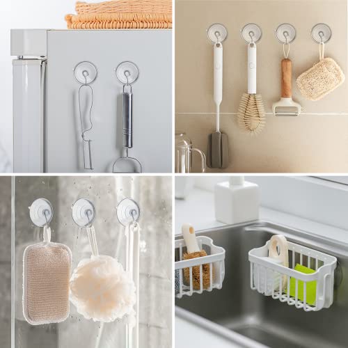 MUSICATE Suction Cup Hooks, 10 Pcs Clear Suction Cups with Metal Hooks Combo Set Removable Suction Cup Hook Reusable Suction Hangers for Bathroom Kitchen Window Glass Door - 4 Large 4 Medium 2 Small